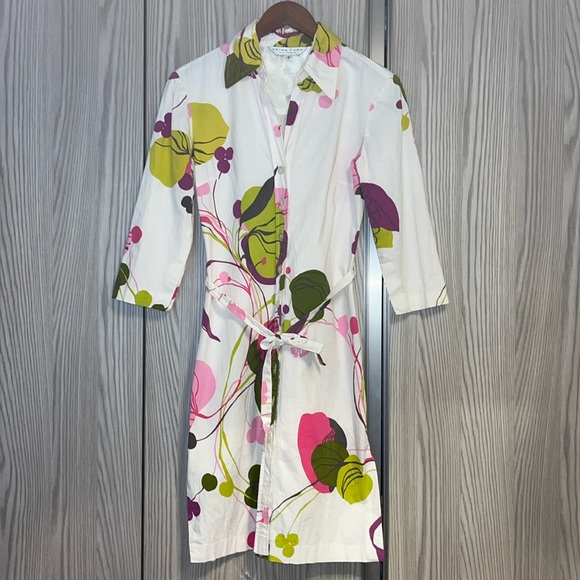 Trina Turk | Dresses | Trina Turk Botanical Print Cotton Shirt Dress ...